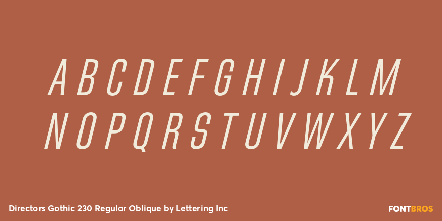 Directors Gothic 230 Regular Oblique Font Style by Lettering Inc | Font ...