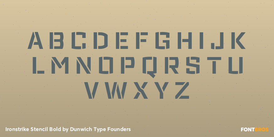 Ironstrike Stencil Bold Font Style by Dunwich Type Founders | Font Bros