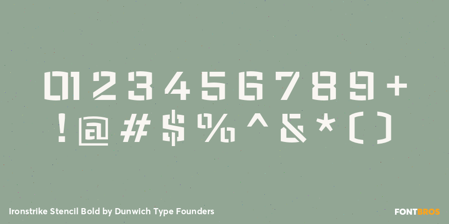 Ironstrike Stencil Bold Font Style by Dunwich Type Founders | Font Bros
