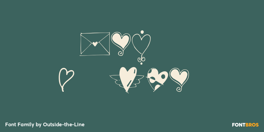 Heart Doodles Font Family by Outside-the-Line | Font Bros