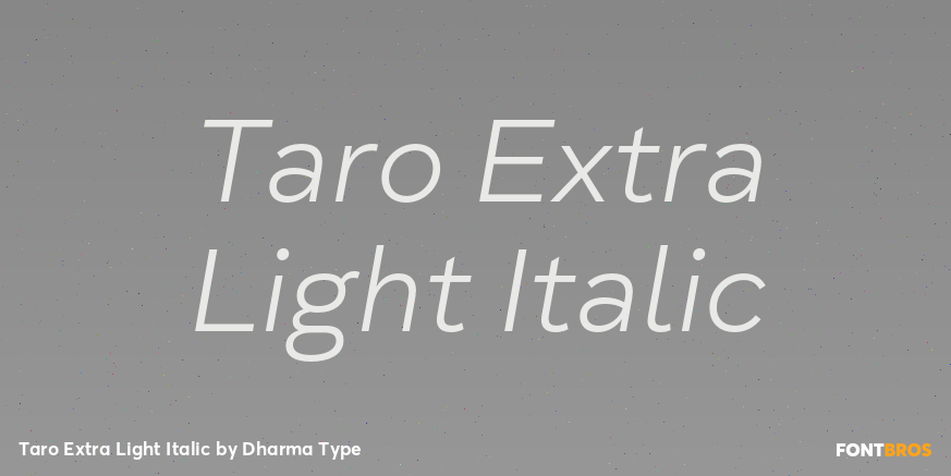 Taro Extra Light Italic Font Style by Flat-It | Font Bros