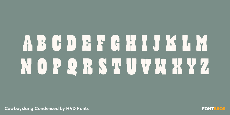 Cowboyslang Condensed Font Style by HVD Fonts | Font Bros