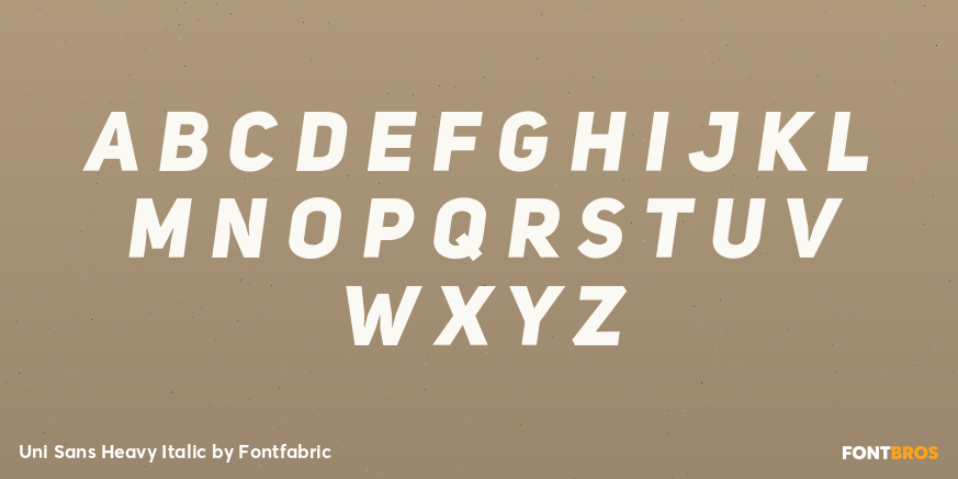 Uni Sans Heavy Italic Font Style by Fontfabric | Font Bros