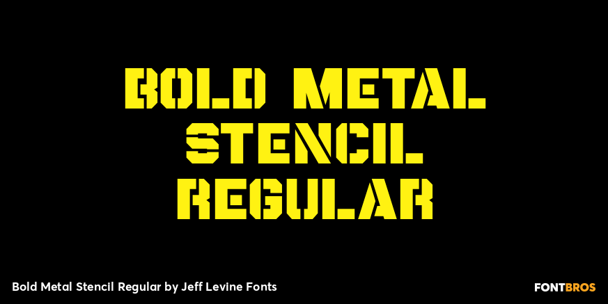 Bold Metal Stencil Regular Font Style by Jeff Levine Fonts | Font Bros